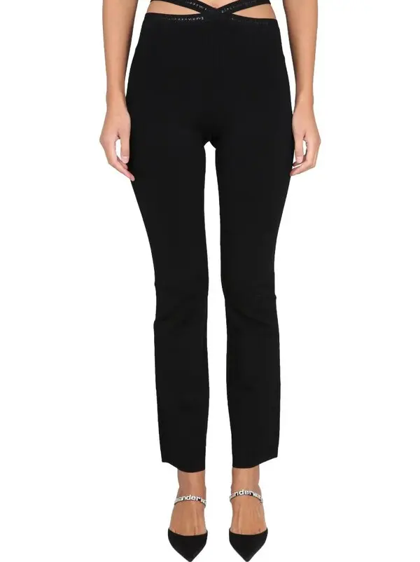 Alexander Wang T Criss-cross Logo-trim Leggings - Black