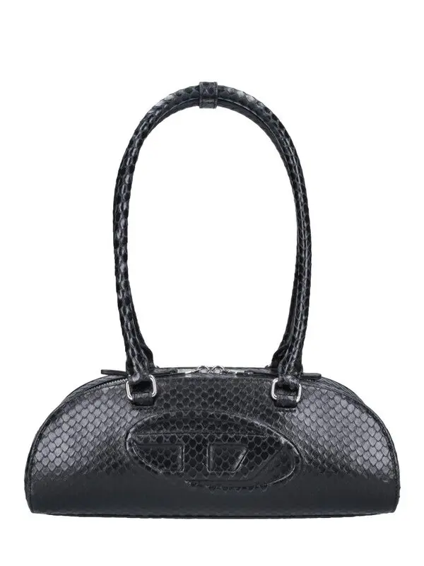 DIESEL® Snake-embossed Dome Shoulder Bag - Black
