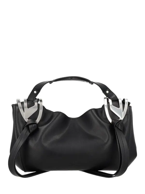 DIESEL® Mini Top Handle Shoulder Bag With Metallic Hardware - Black