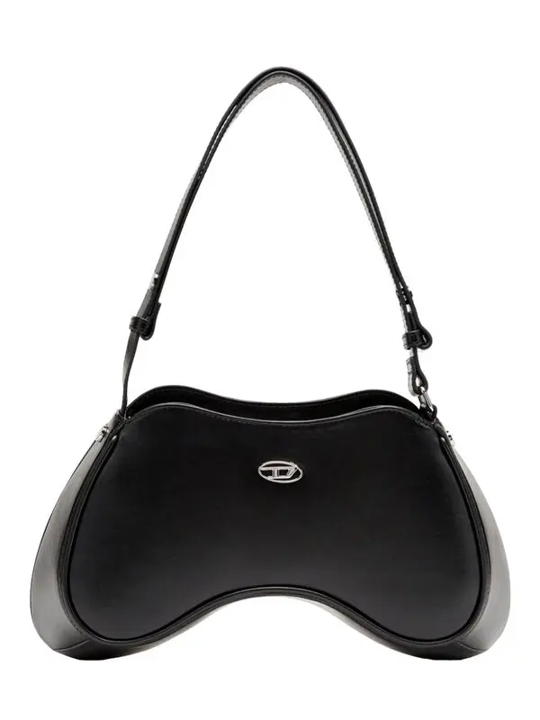 DIESEL® Play Semi Gloss Leather Shoulder Bag - Black
