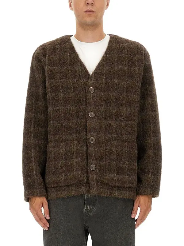 Our Legacy Dorf Check Hairy Wool Cardigan - Brown