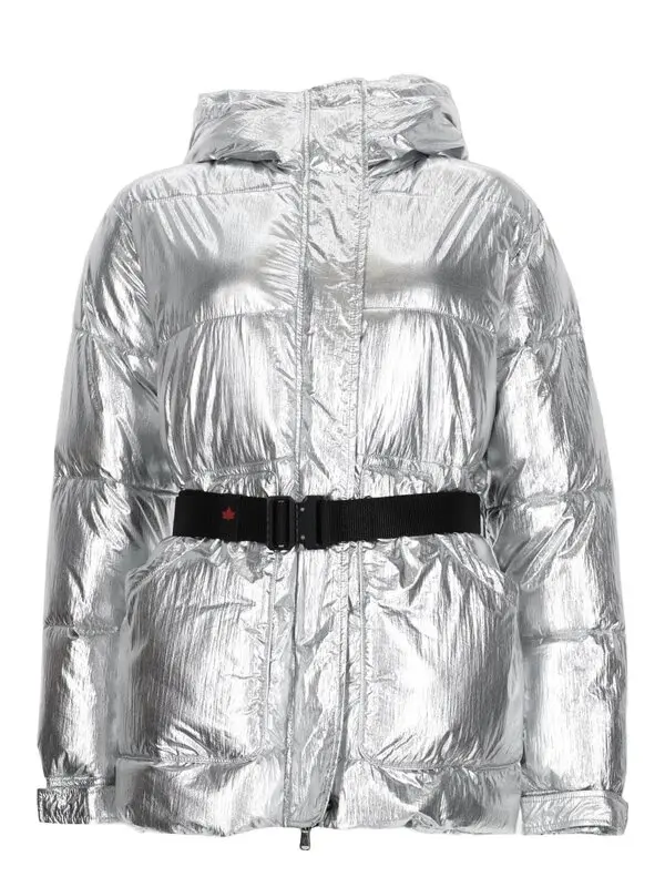 CANADIAN CLASSICS Quilted Puffer Jacket With Belt - Silver
