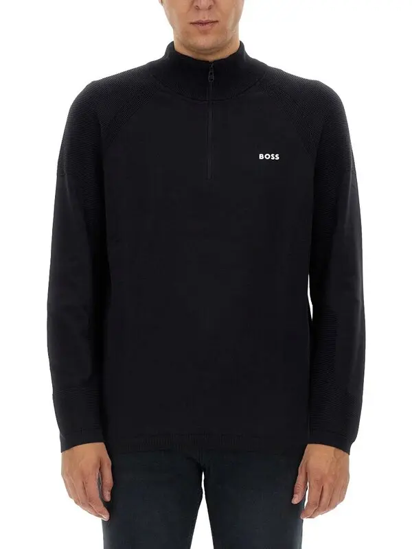 BOSS Logo Quarter-zip Sweatshirt - Blue