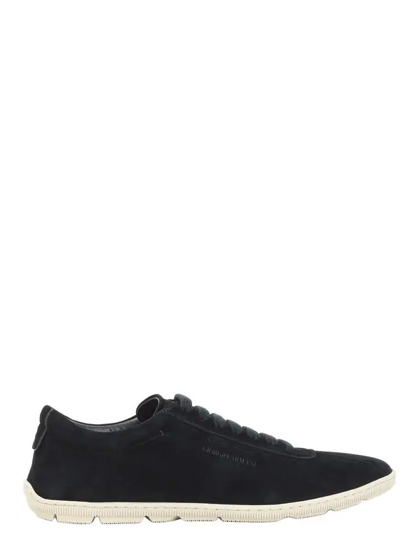 Giorgio Armani Suede Lace-up Sneakers - Black
