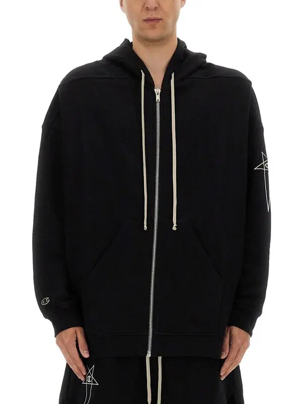 CHAMPION X RICK OWENS Cotton Zip-up Hoodie - Black