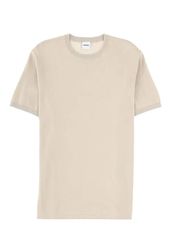 Aspesi Cotton Crewneck Short Sleeve Knit T-shirt - Beige