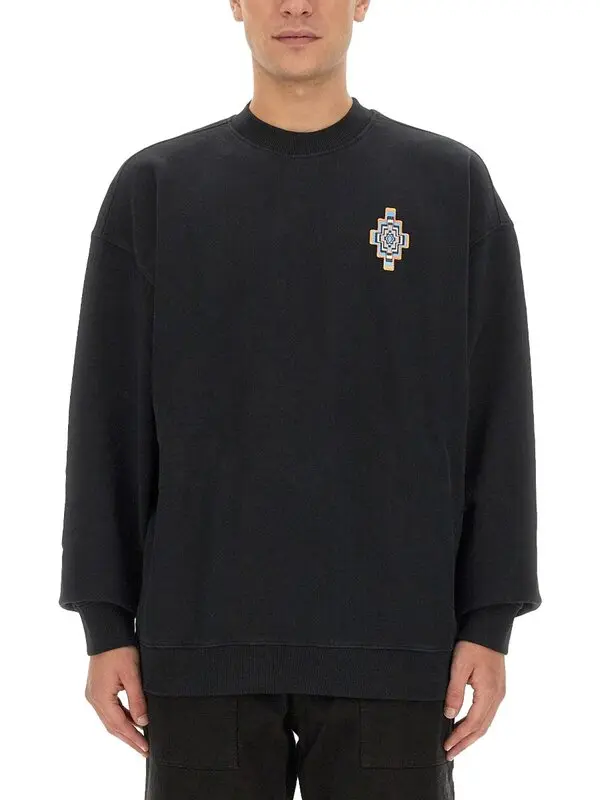 MARCELO BURLON COUNTY OF MILAN Optical Cross Cotton Sweatshirt - Black
