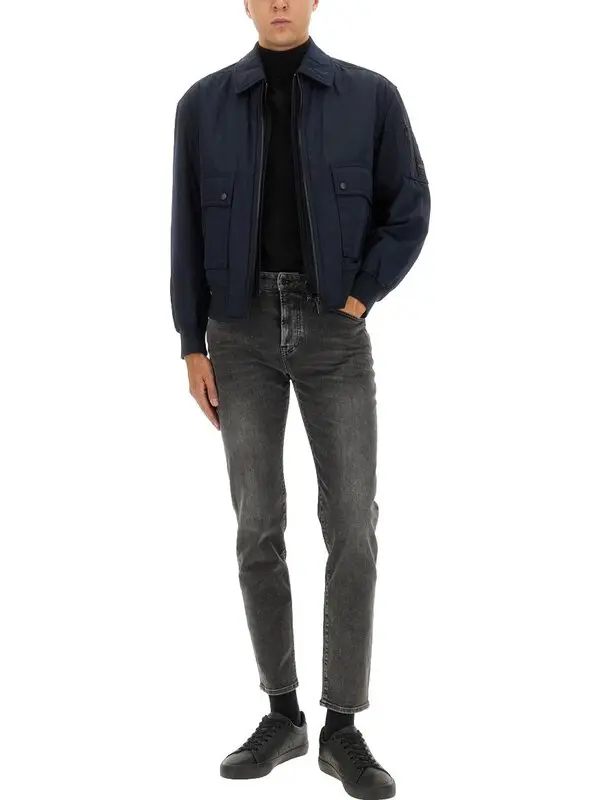 BOSS Polyester Bomber Jacket - Blue