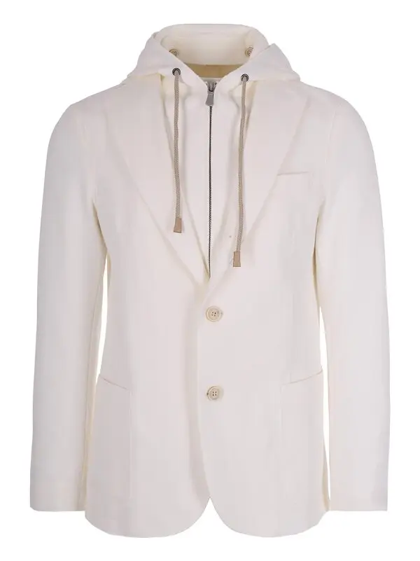 Eleventy Hooded Single-breasted Blazer - Bianco