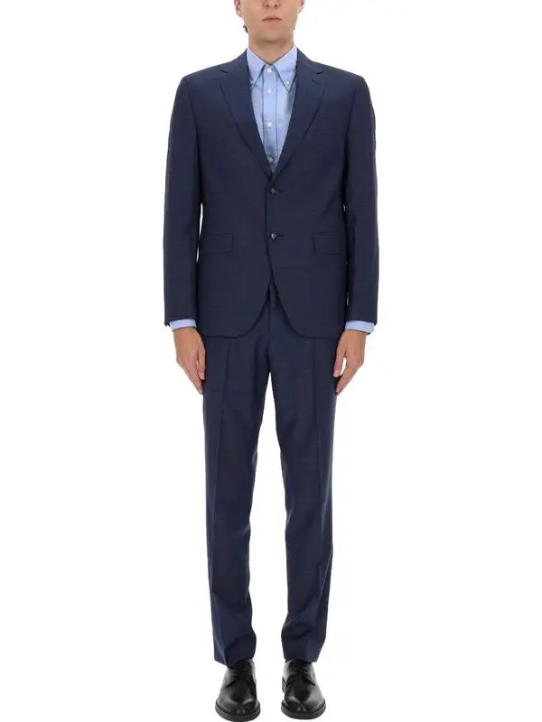 BOSS Regular-fit Suit In Micro-patterned Virgin Wool - Blue