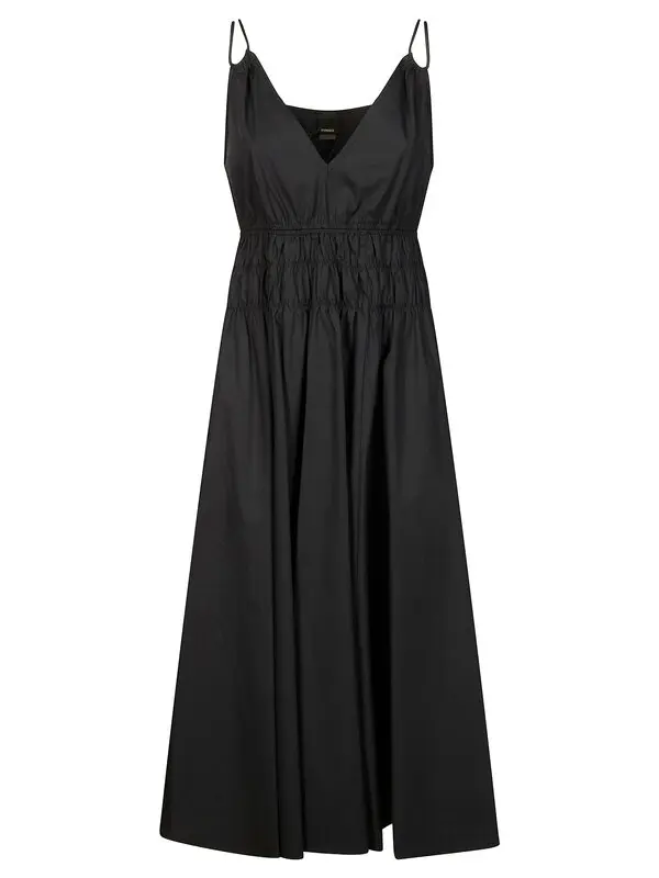 Pinko Shirred V-neck Maxi Dress - Nero