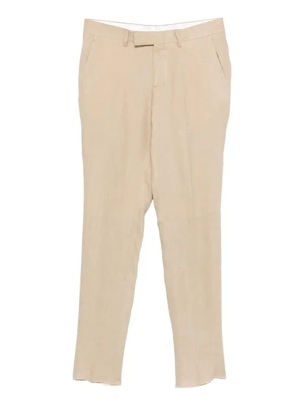 LARDINI Tailored Linen Trousers - Beige
