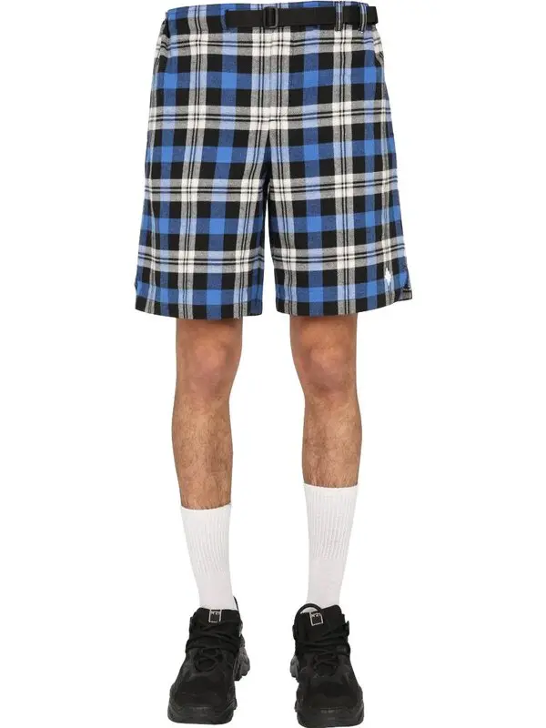 MARCELO BURLON COUNTY OF MILAN Belted Plaid Shorts - Multicolour