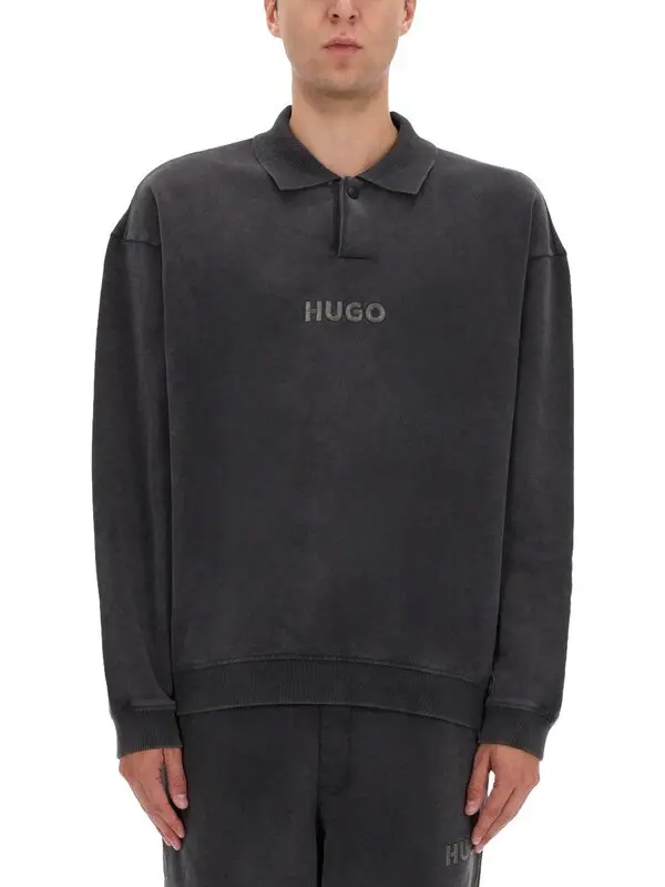 Hugo Collared Long Sleeve Sweatshirt - Grey