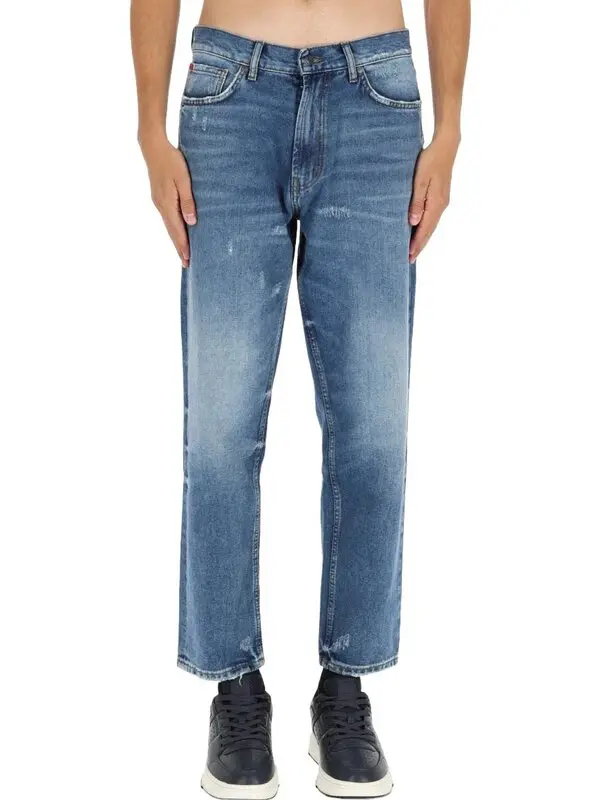Hugo Distressed Straight-leg Jeans - Denim