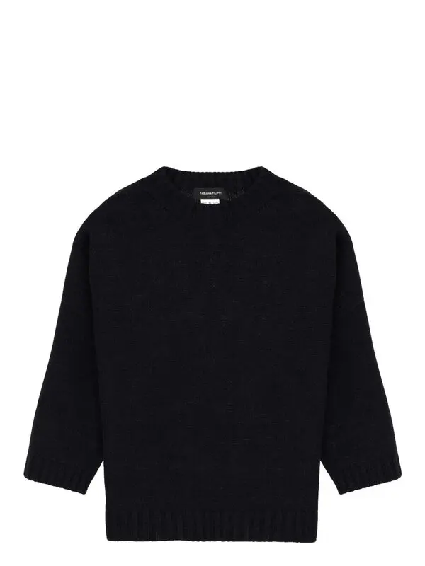Fabiana Filippi Crew Neck Knit Sweater Made In Italy - Blue