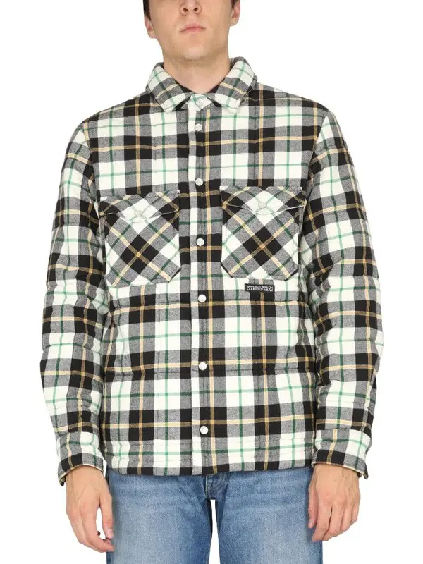 MARCELO BURLON COUNTY OF MILAN Padded Pocket Checked Shirt - Green