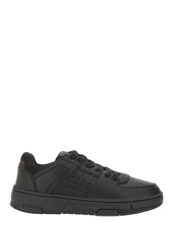 Hugo Rhythm" Lace-up Sneakers With Mesh Detailing - Black