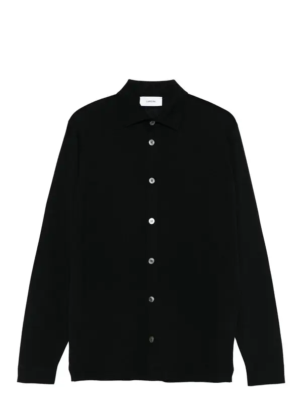 LARDINI Classic Button-down Wool Sweater - Black