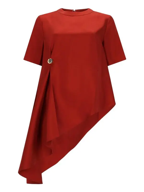 Loulou De Saison Asymmetrical Silk Draped Top - Red