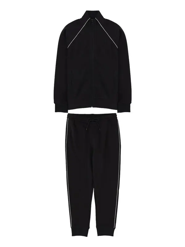 BOSS Cotton-blend Tracksuit Set With Contrast Piping - Black