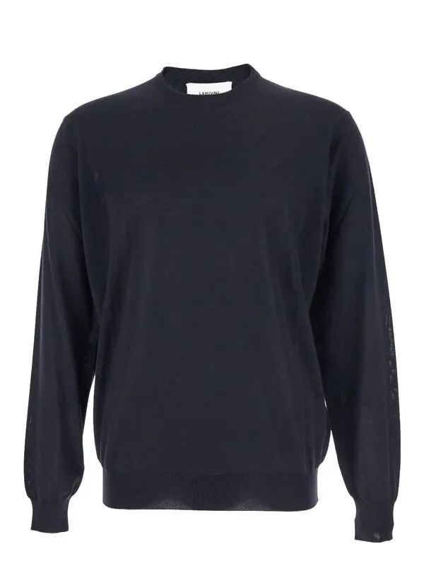 LARDINI Classic Virgin Wool Crewneck Sweater - Blue