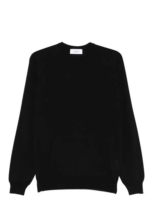 LARDINI Crew Neck Virgin Wool Sweater - Black