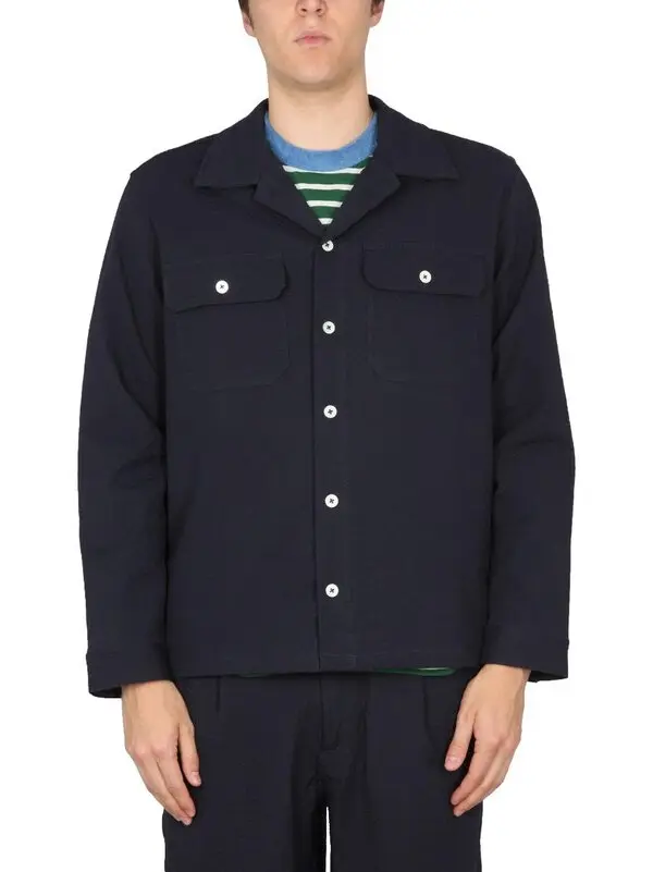 Howlin' Mini Bowling Neck Cotton Shirt - Blue