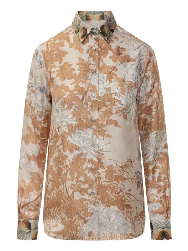 PIERRE-LOUIS MASCIA Long Sleeve Painterly Print Shirt - Fantasia