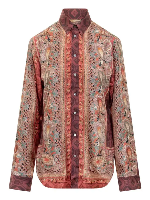 PIERRE-LOUIS MASCIA Printed Silk Shirt - Rosso