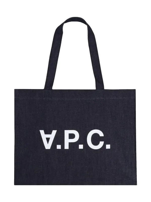 A.p.c. Logo Print Cotton Tote Bag - Blue