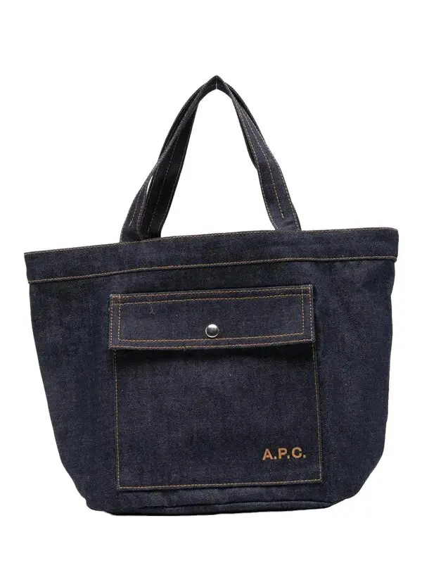 A.p.c. Classic Cotton Tote Bag With Embroidered Logo - Blu