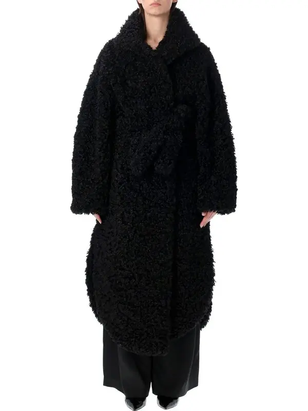 THE FRANKIE SHOP Faux Shearling Oversized Bomber Jacket - Black