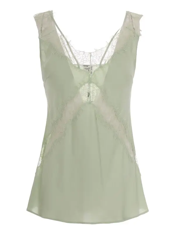 Pinko Lace Trimmed Camisole - Celadon