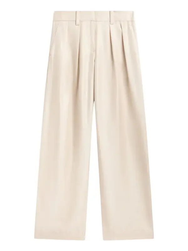 THE FRANKIE SHOP Wide Leg Pleated Trousers - Ivory