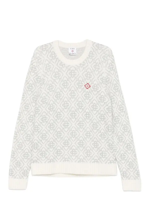 Casablanca Mohair Blend Knit Sweater - White