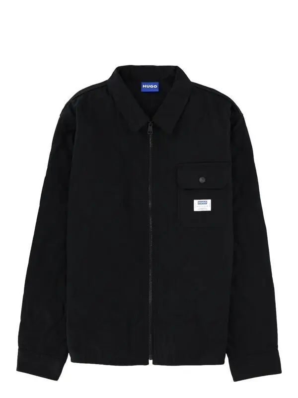Hugo Cotton Zip-front Overshirt Jacket - Black
