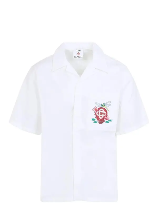 Casablanca Dragonfly Print Cotton Short Sleeve Shirt For - Dragonflyf
