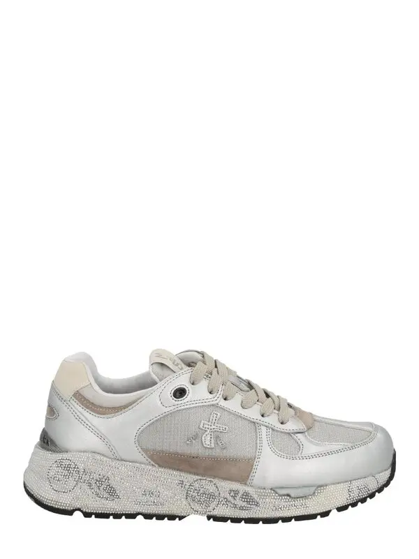 Premiata Low-top Sneakers With Embellished Platform - Silver