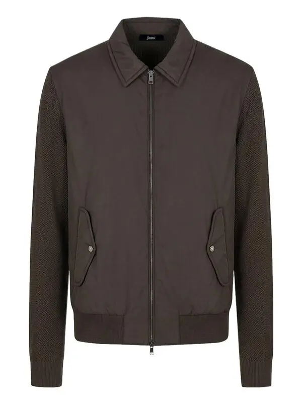 Herno Zip-up Cardigan With Collared Neck - Moro
