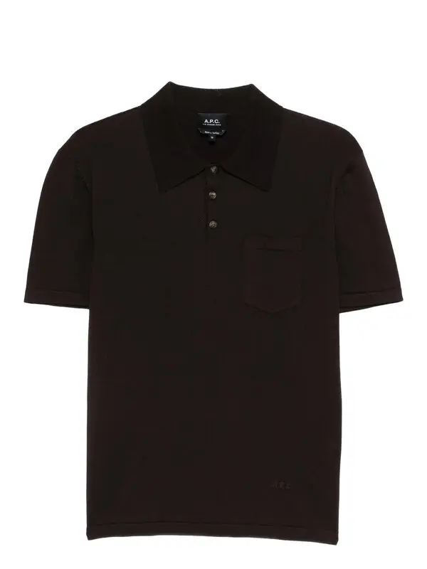 A.p.c. Classic Short-sleeved Polo Shirt With Chest Pocket - Marrone