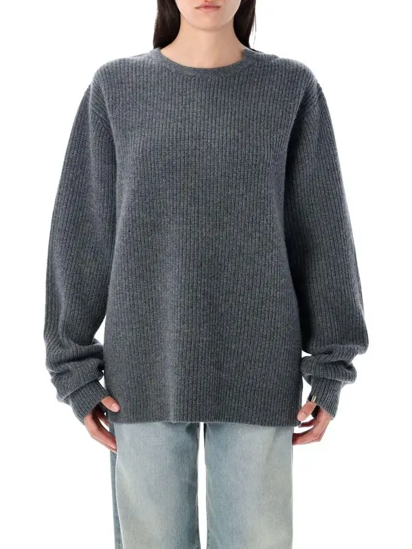 EXTREME CACHMERE Ribbed Pure Cashmere Crew Sweater - Felt