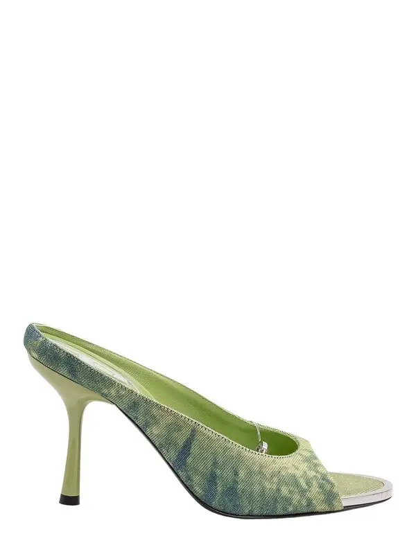DIESEL® High Heel Pointed Toe Mules - Verde