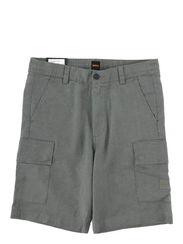 BOSS Linen Blend Cargo Shorts - Grey