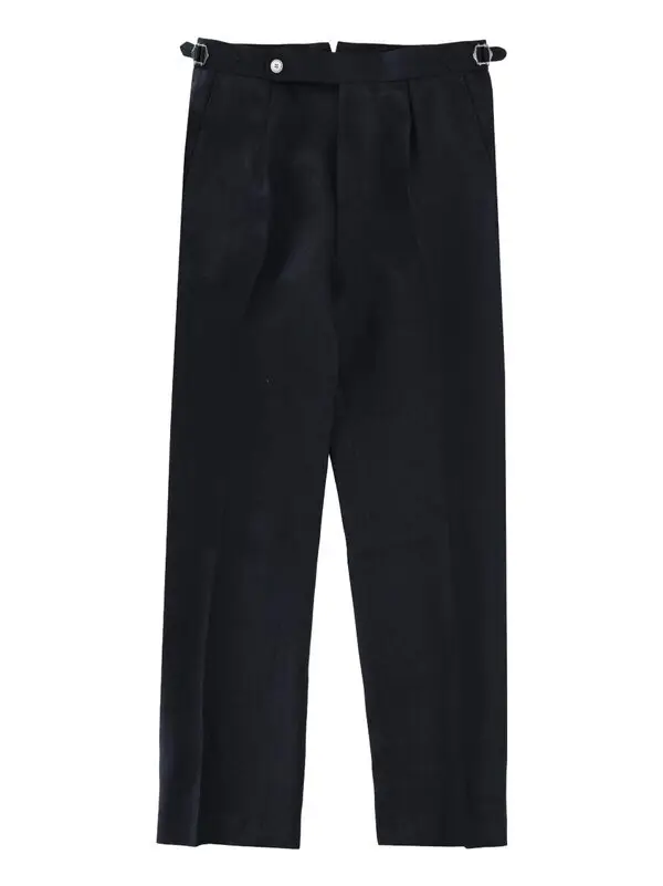 BOSS Sartorial Pleated Linen Trousers - Blue