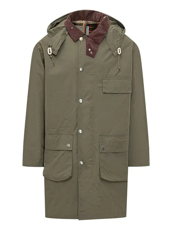 PAUL SMITH LOVES BARBOUR Hooded Painter's Jacket With Velvet Collar - Fern
