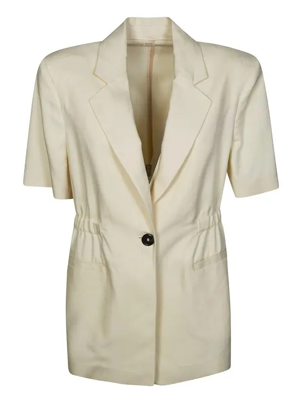 Pinko Short Sleeves Blazer With Elasticated Waist - Bianco