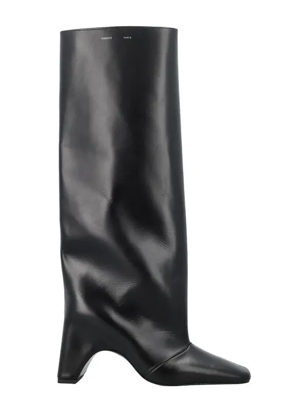 Coperni Knee High Pull-on Boots With Sculptural Heel - Black