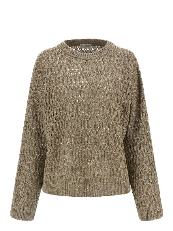 Brunello Cucinelli Crew Neck Micro Sequin Sweater - Brown