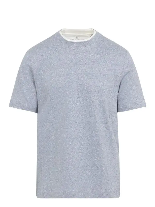 Brunello Cucinelli T-shirt With Faux-layering For - Blue